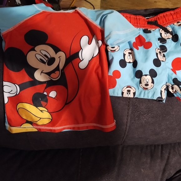 Disney | Swim | Mickey Mouse 2t Swimsuit With Rash Guard Shirt | Poshmark